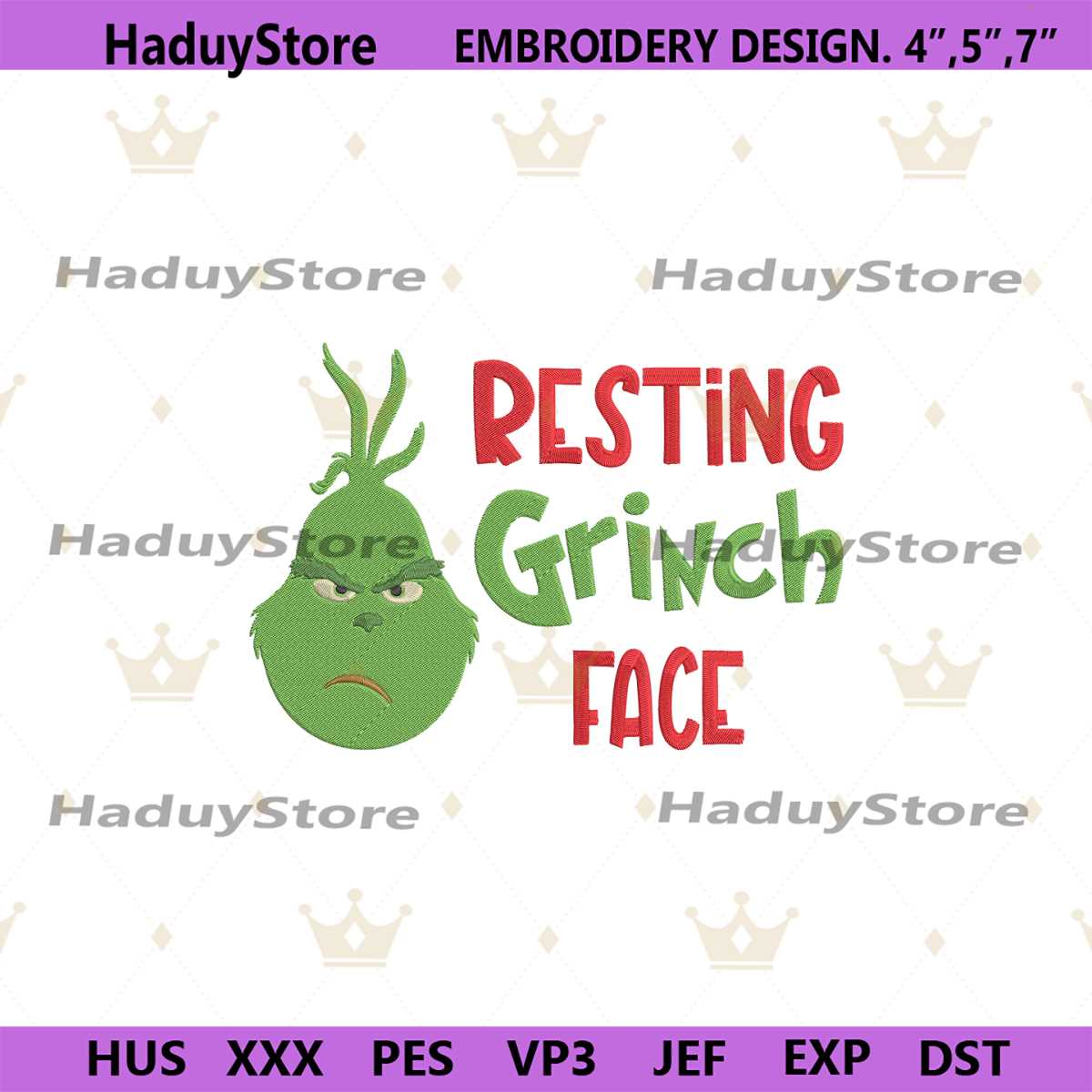 Resting Grinch Face Embroidery Digital Instant, Grinch Face | Inspire ...