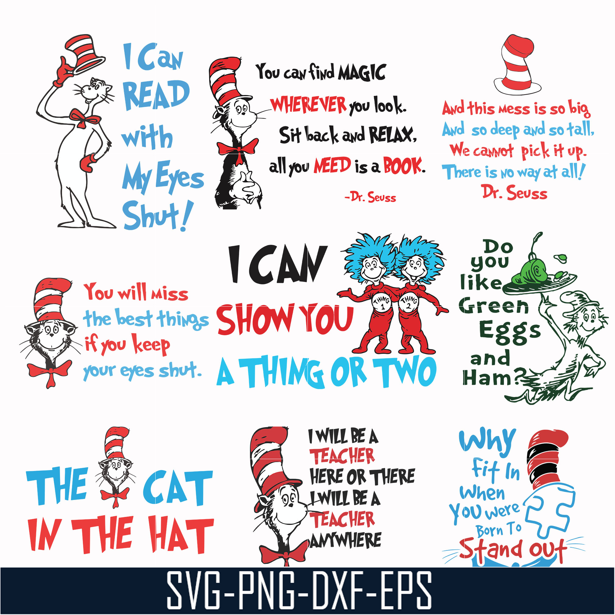 Dr seuss bundle svg, dr seuss svg, dr seuss quotes svg, png, - Inspire ...