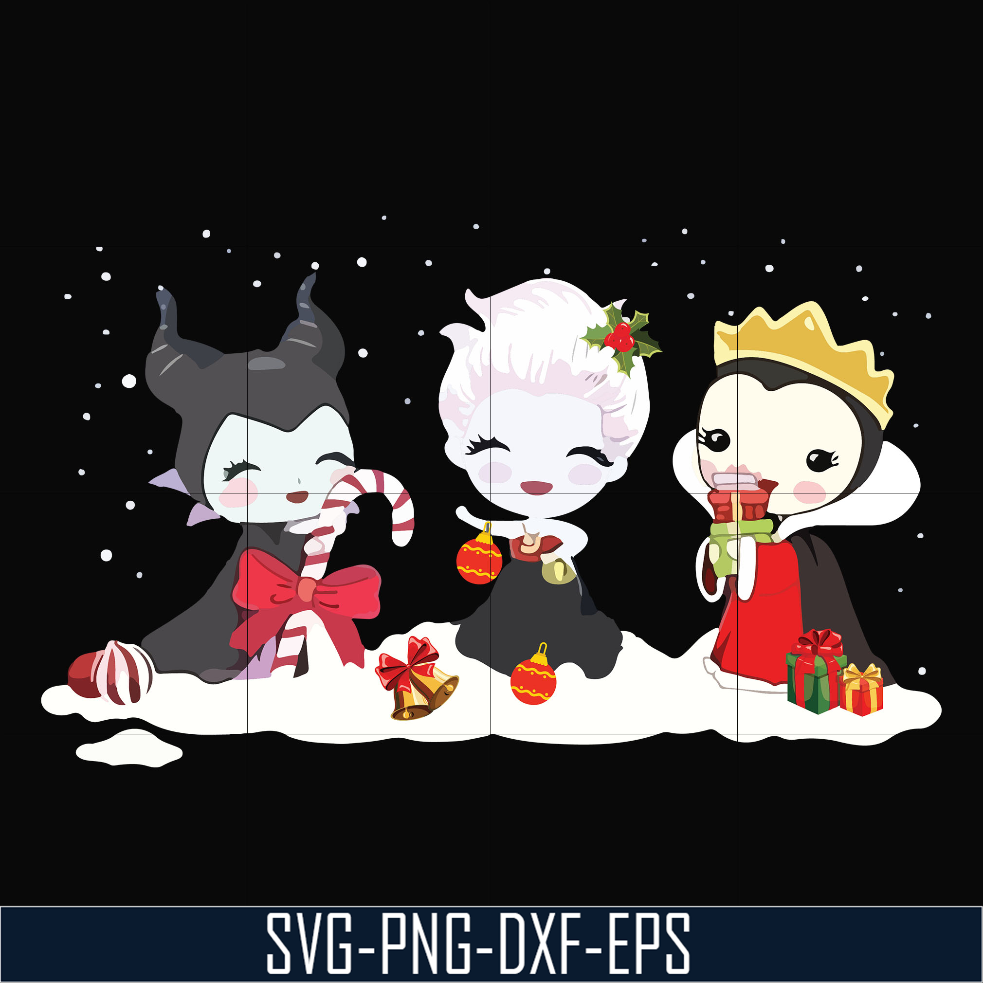 Chibi Disney Villains Maleficent Ursula Evil Queen Christmas | Inspire ...