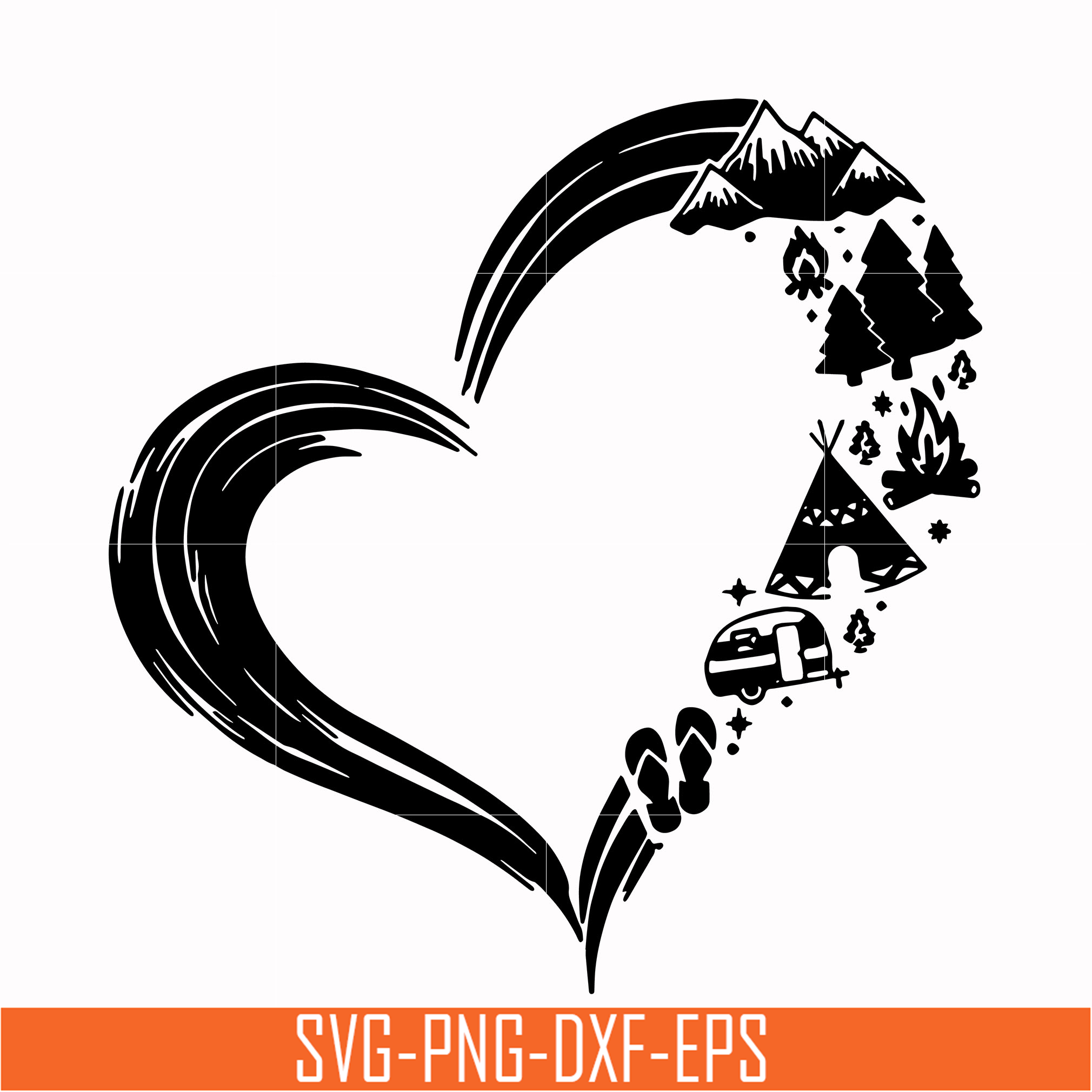 Heart camper svg, png, dxf, eps digital file CMP022 - Inspire Uplift