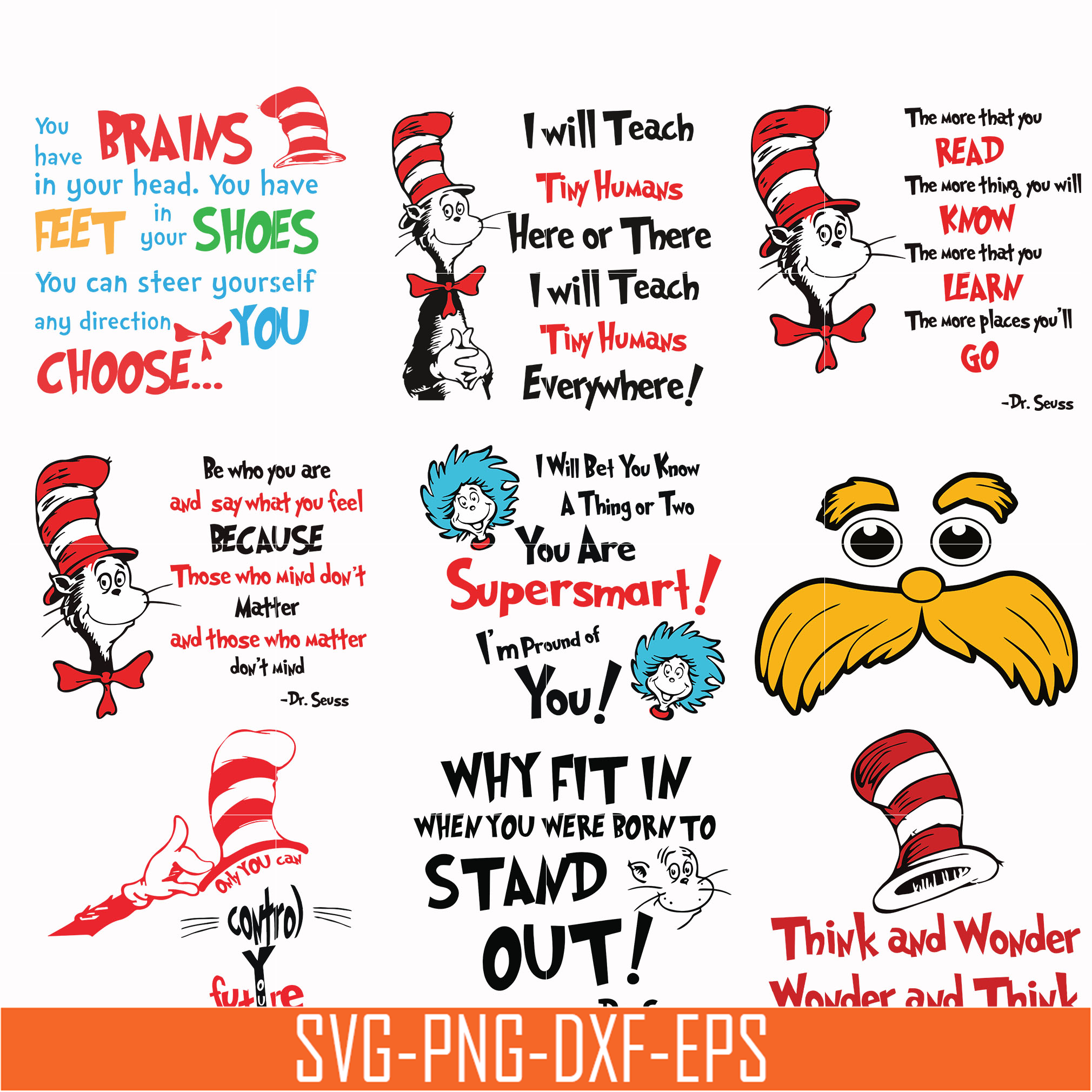 Dr seuss bundle svg, dr seuss svg, lorax svg, one fish two f - Inspire ...