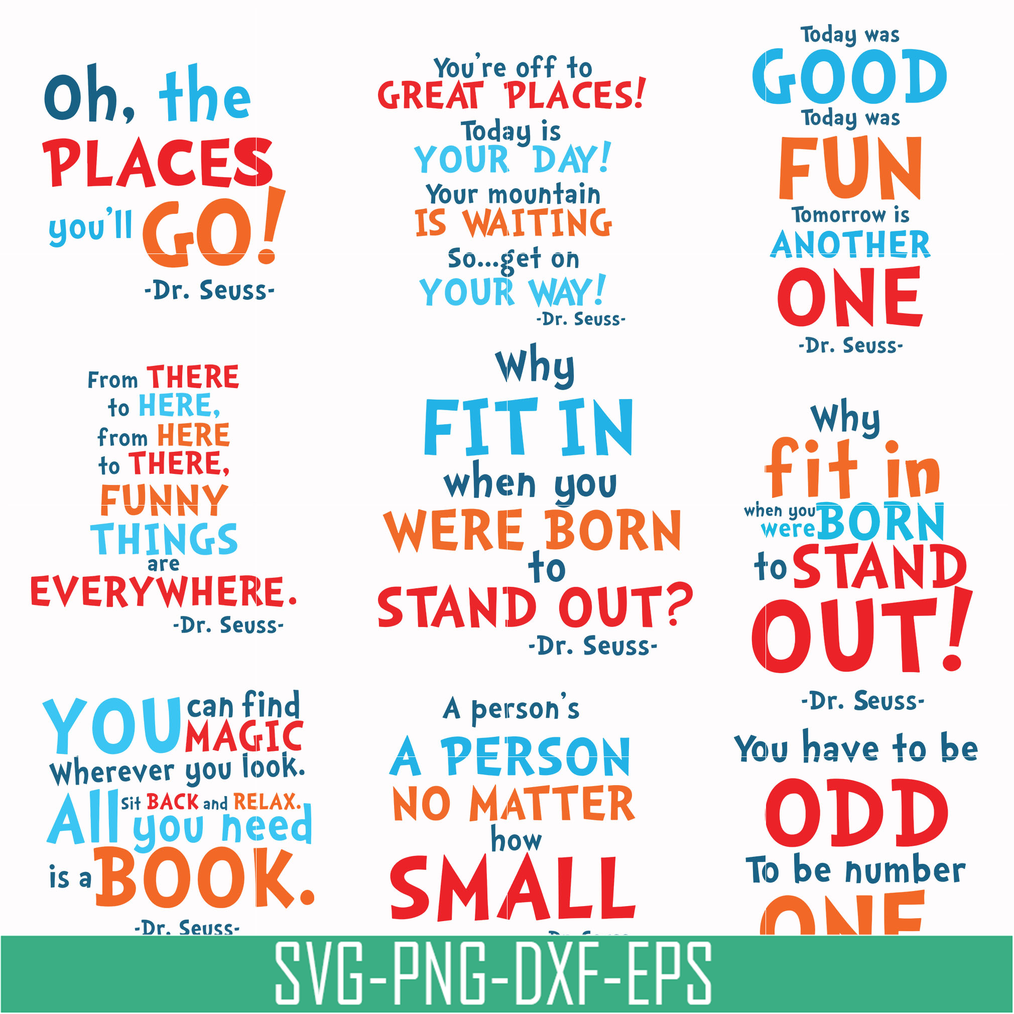 Dr seuss bundle svg, dr seuss svg, dr seuss quotes svg, png, - Inspire ...
