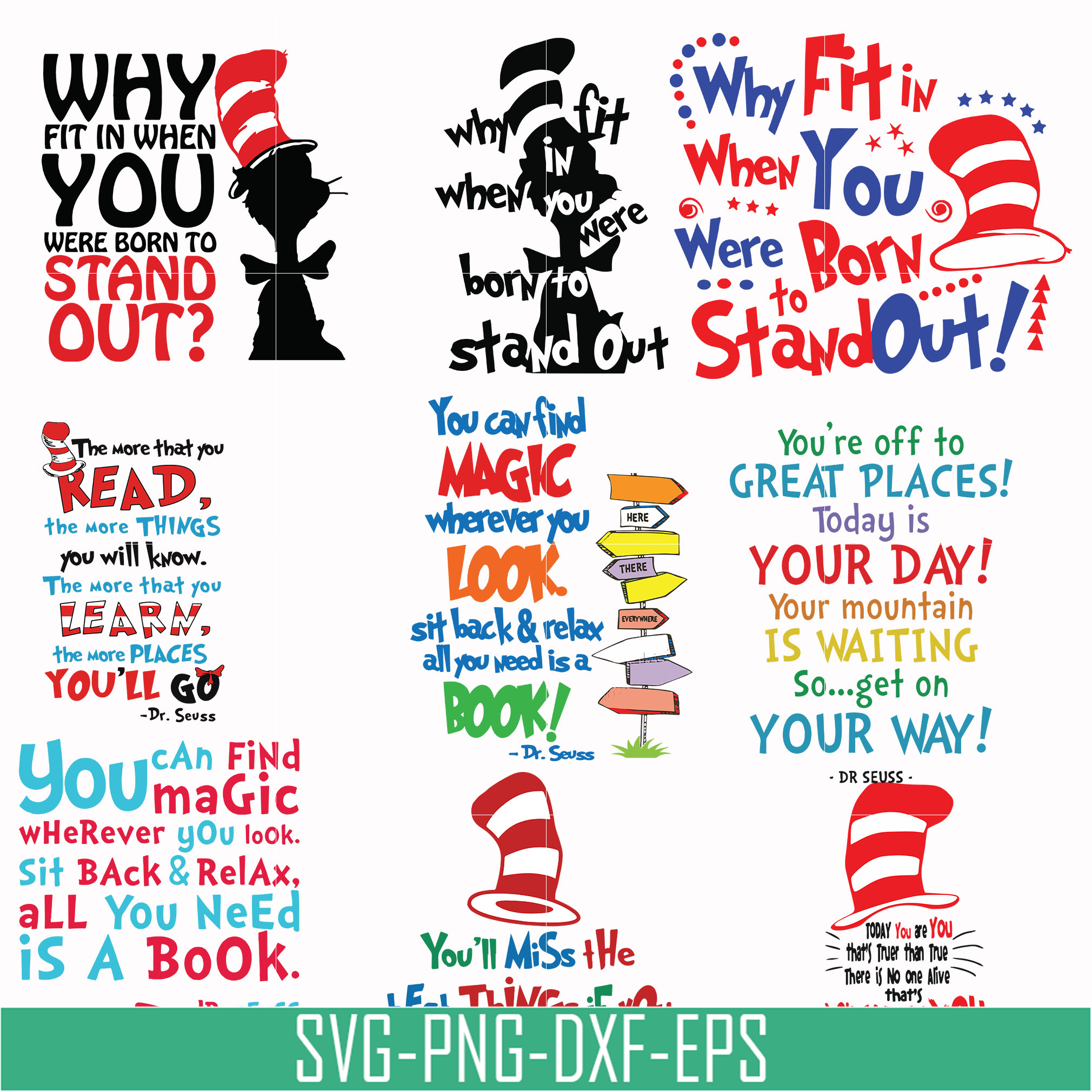 Dr seuss bundle svg, dr seuss svg, dr seuss quotes svg, png, - Inspire ...