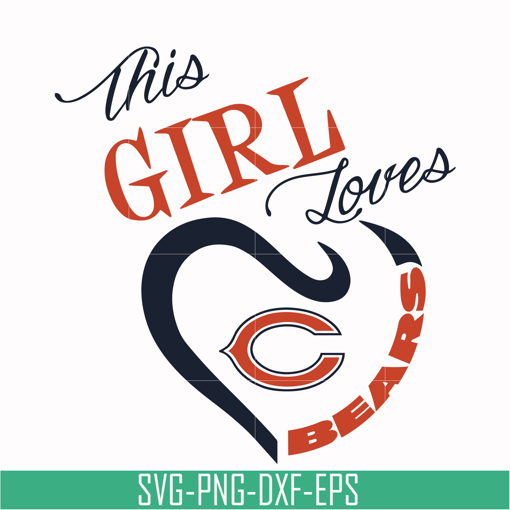 This girl loves Chicago Bears svg, Chicago Bears heart svg, | Inspire ...
