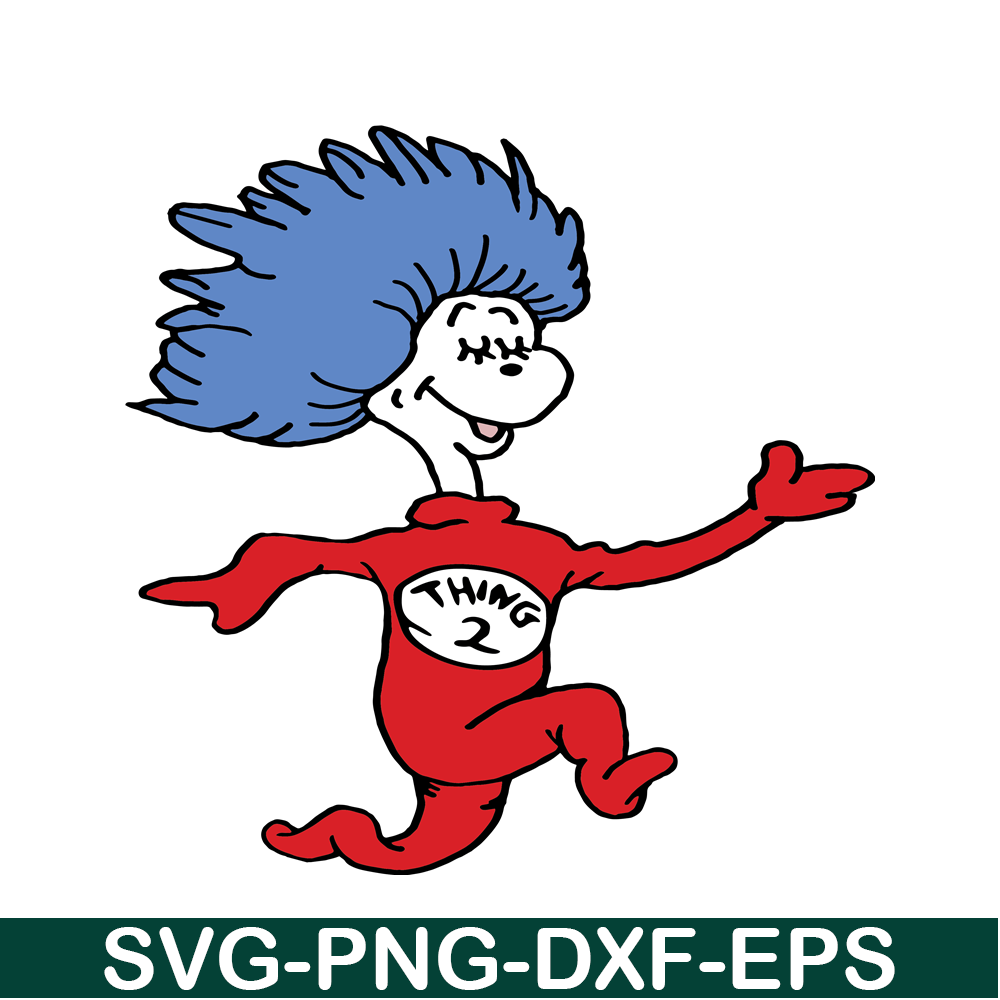Dr Seuss Thing 2 Character SVG, Dr Seuss SVG, Cat in the Hat | Inspire ...
