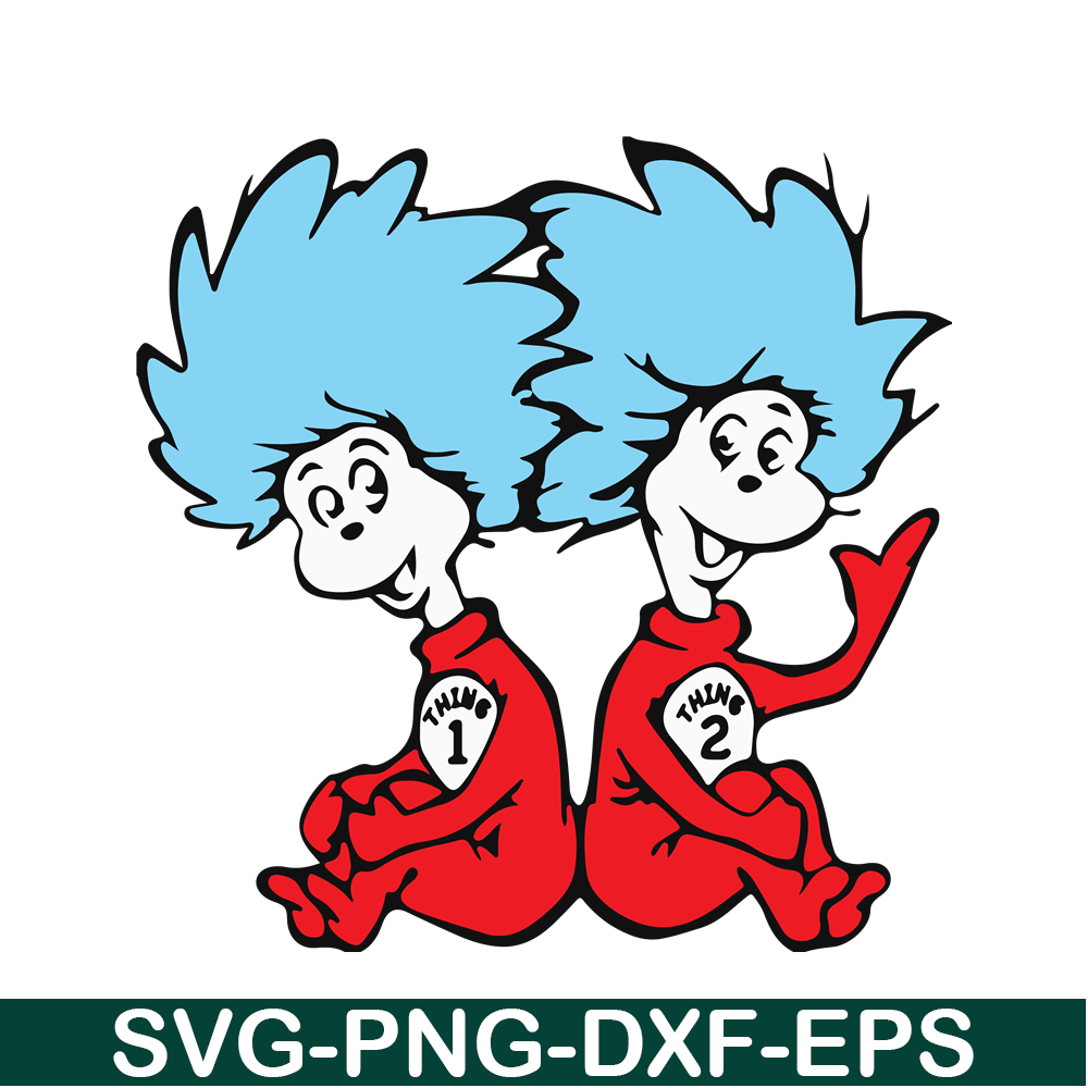 Thing One and Thing Two Characters SVG, Dr Seuss SVG, Cat in | Inspire ...