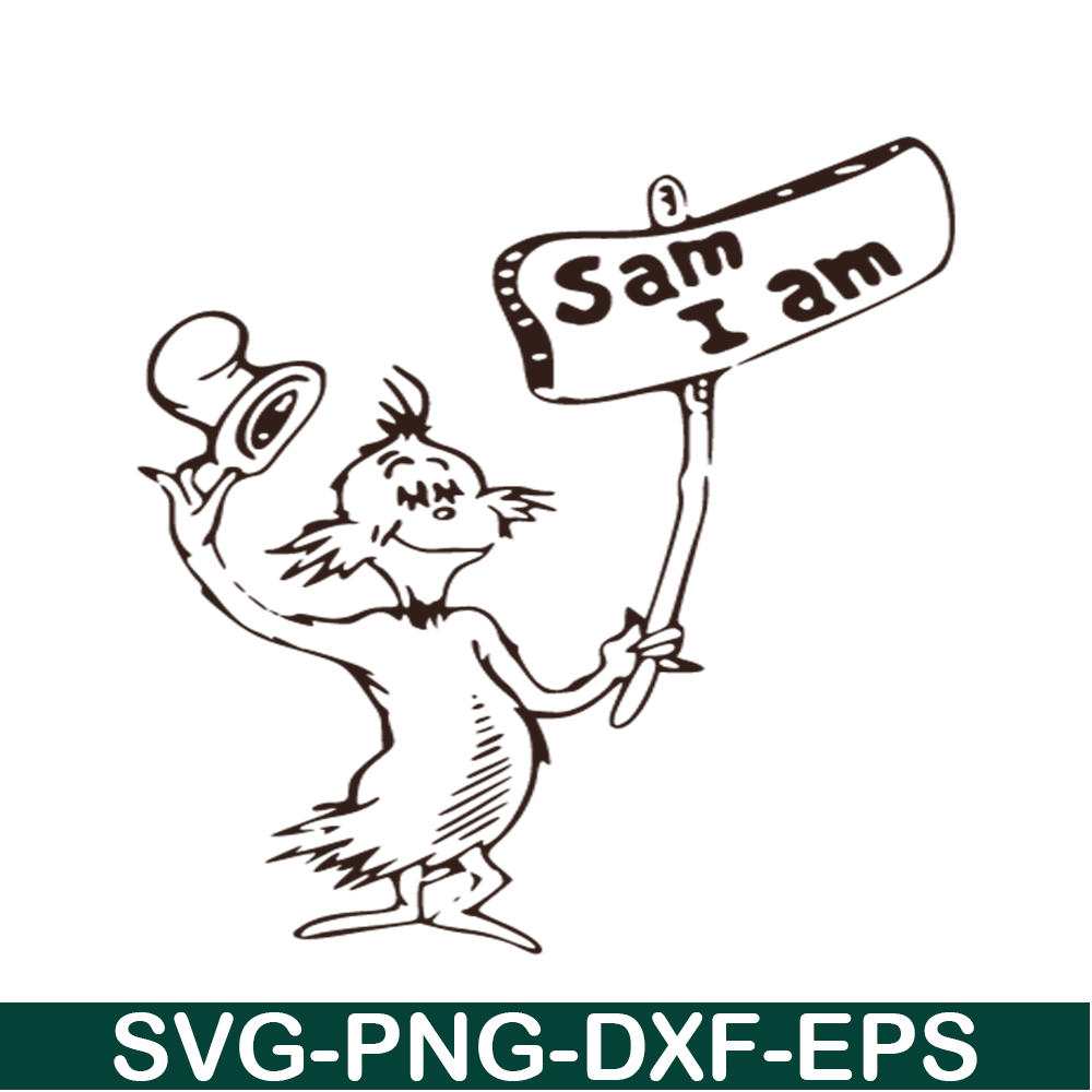 Black Sam I Am SVG, Dr Seuss SVG, Cat In The Hat SVG DS10512 | Inspire ...