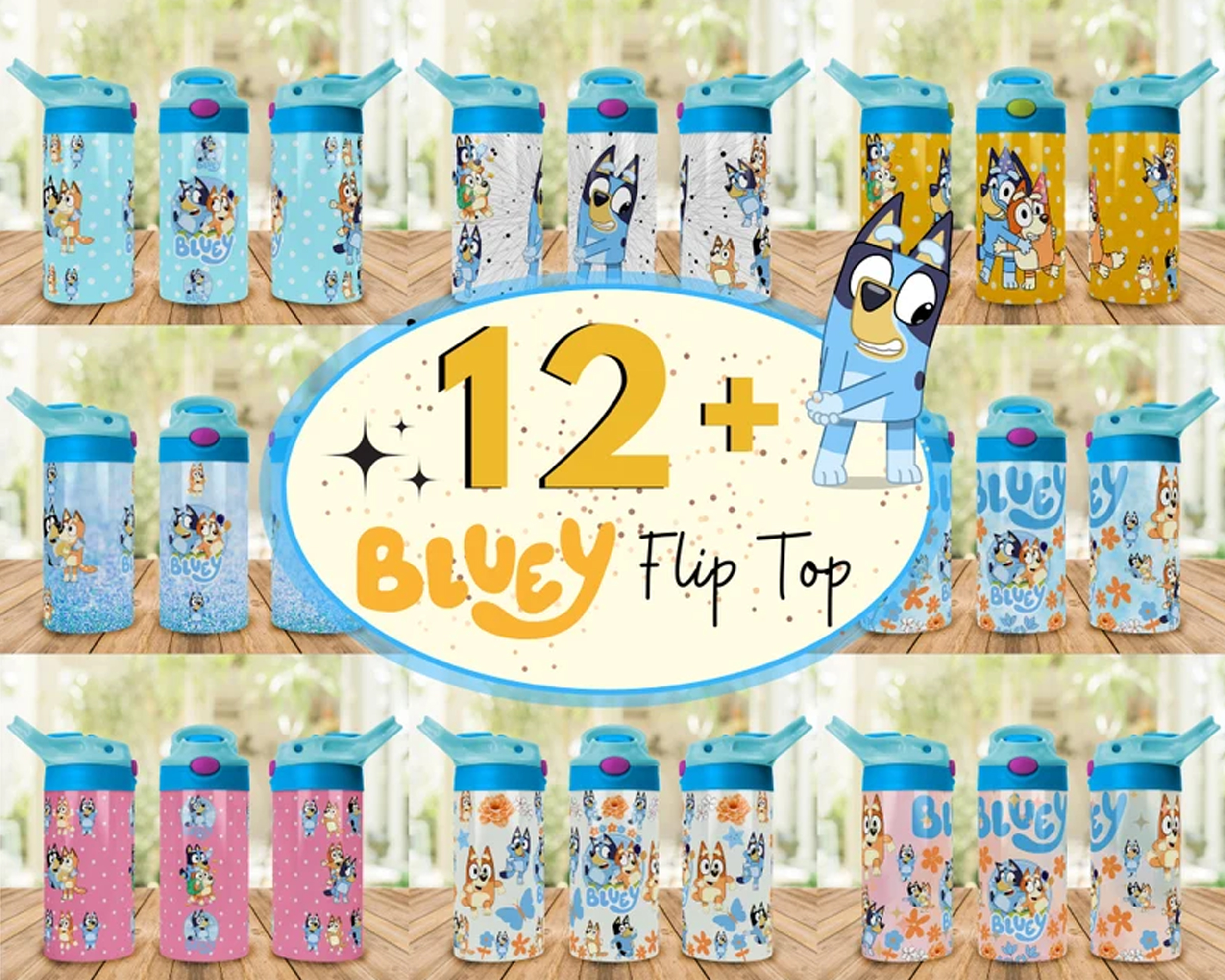 Bluey Tumbler Wrap Bundle, Bluey Sublimation Designs, Straig | Inspire ...