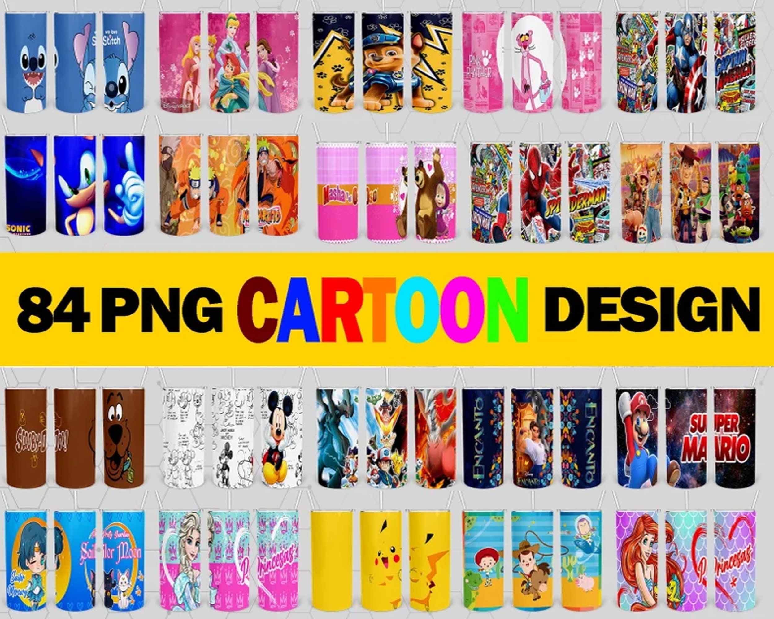 Cartoon Tumbler Bundle, All Cartoon Character Sublimation, K | Inspire ...