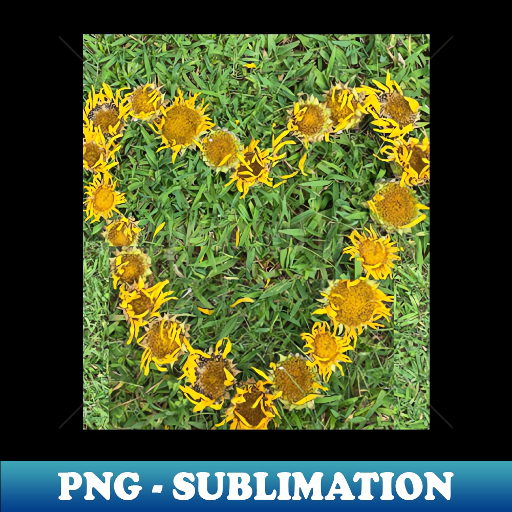 Sunflower Heart with grass - Exclusive PNG Sublimation Downl | Inspire Uplift
