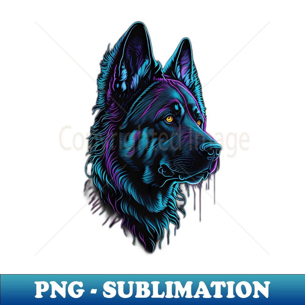 Neon Retro German Shepard - Stylish Sublimation Digital Down | Inspire ...