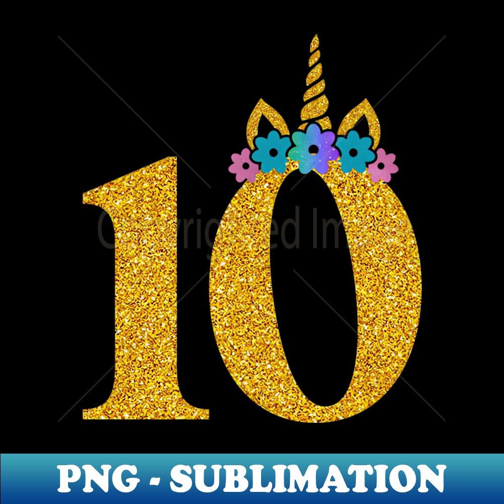 Kids Number 10 Year Old Unicorn 10th Birthday Girls - Stylis | Inspire ...