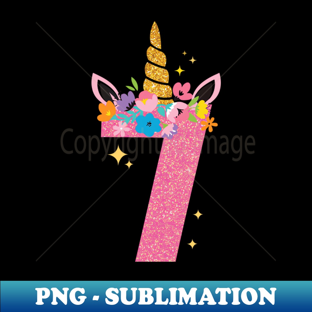 Kids Number 7 Year Old Unicorn 7th Birthday Girls - Premium | Inspire ...