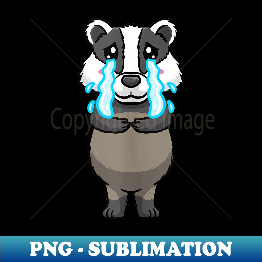 Badger Sad Crying Kawaii Emoticon - Artistic Sublimation Dig | Inspire Uplift