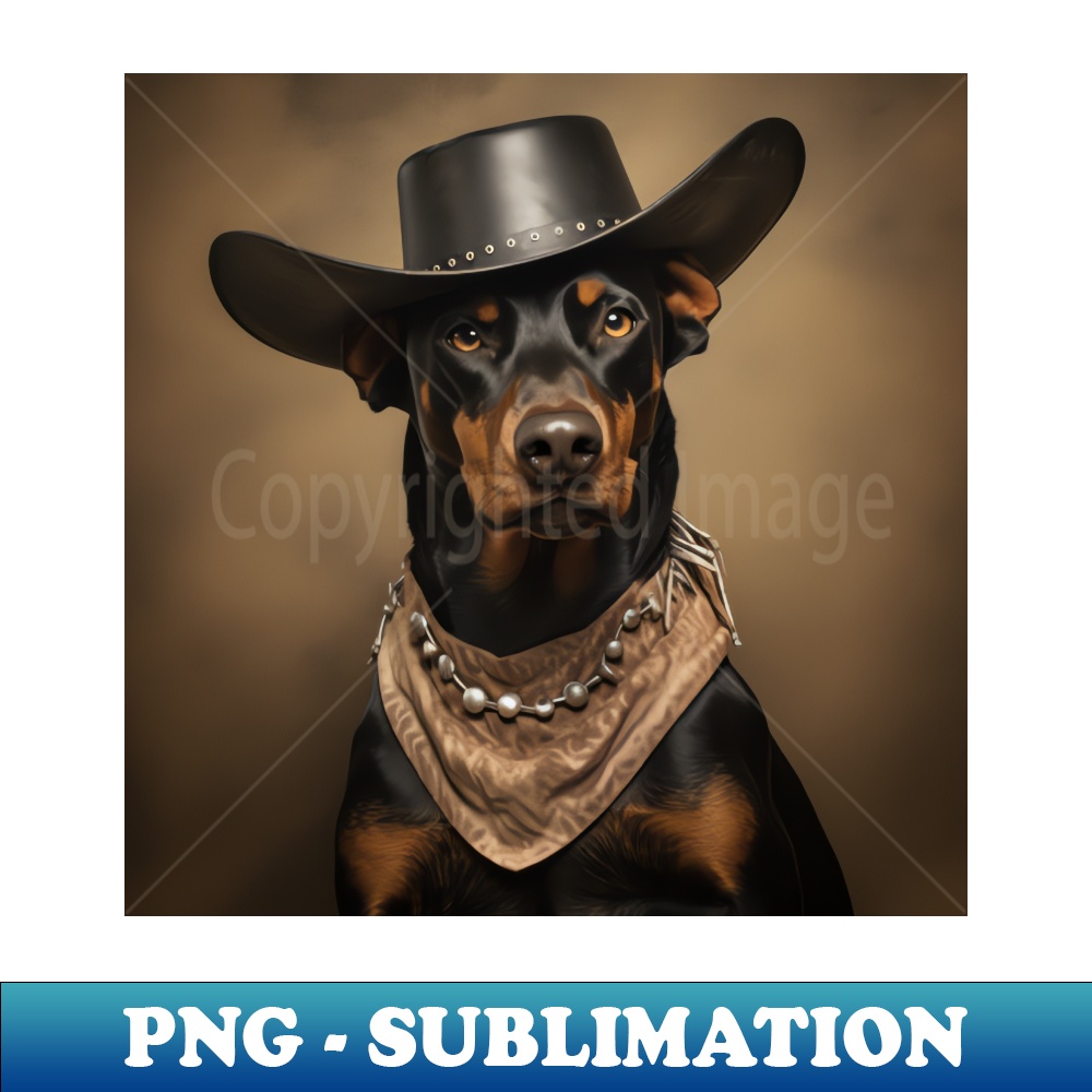 Cowboy Dog - Doberman Pinscher - Instant PNG Sublimation Dow - Inspire ...