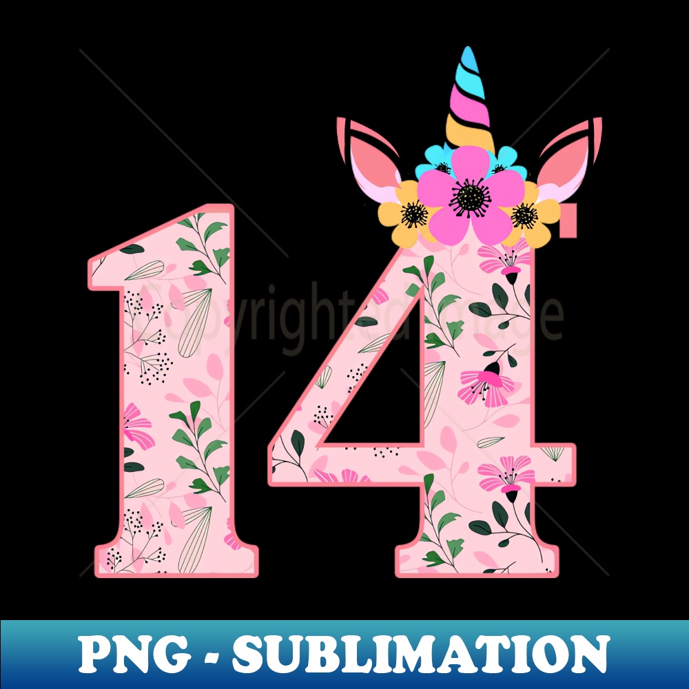 Kids Number 14 Year Old Unicorn 14th Birthday Girls - Aesthe | Inspire ...