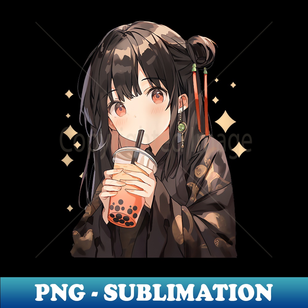 Anime Girl Boba Bubble Tea Kawaii Japanese - Signature Subli | Inspire ...