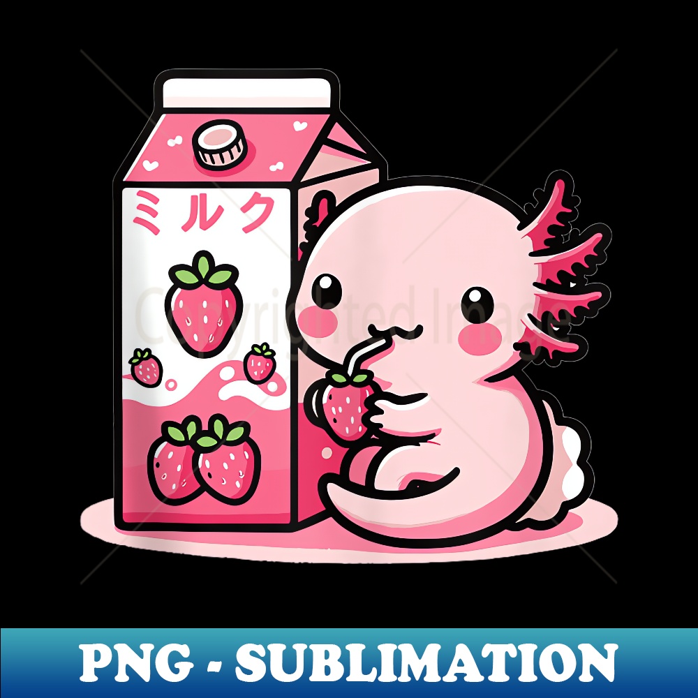 Axolotl Strawberry Milk Retro Kawaii Japan Axolotl - Exclusi | Inspire ...