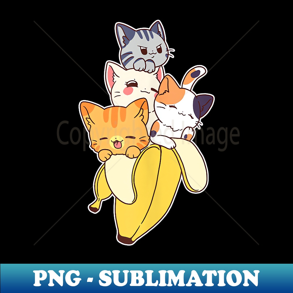 Funny Banana Cat Cute Kawaii Kitten - PNG Transparent Sublim | Inspire ...