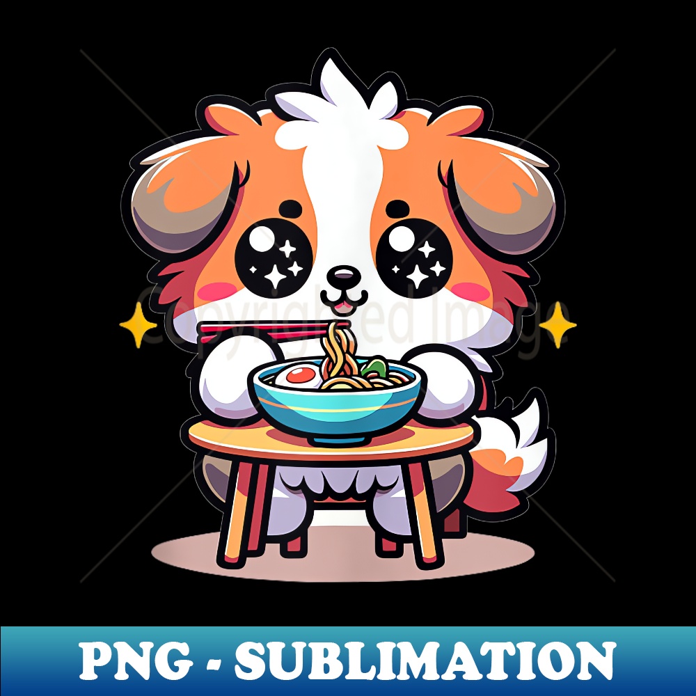 Cute Japanese Kawaii Chibi Australian Shepherd Eating Ramen | Inspire ...
