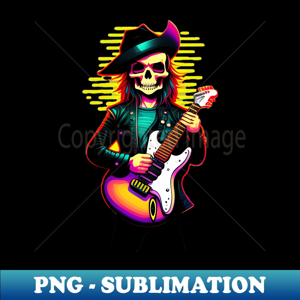 Dope Skeleton Rock Guitar Player - PNG Transparent Sublimati - Inspire ...
