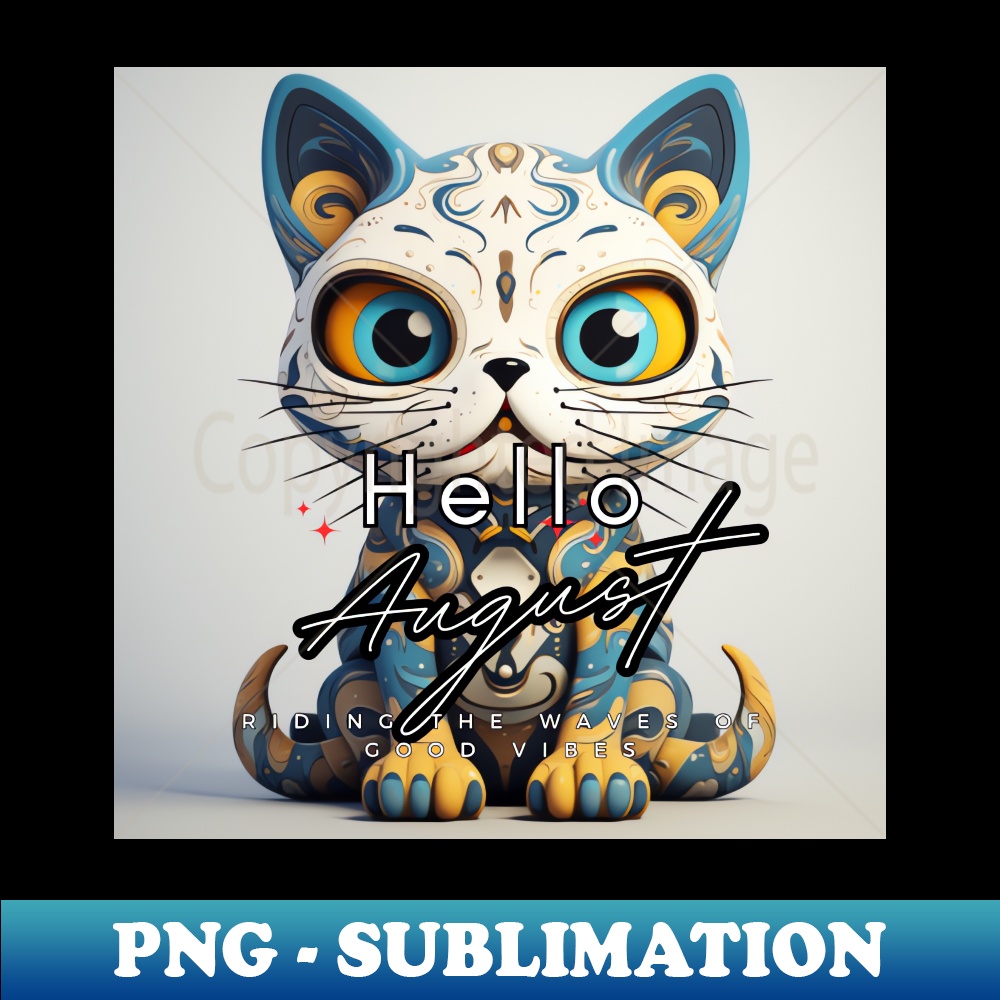 Hello August Kitty Cat - Aesthetic Sublimation Digital File | Inspire ...