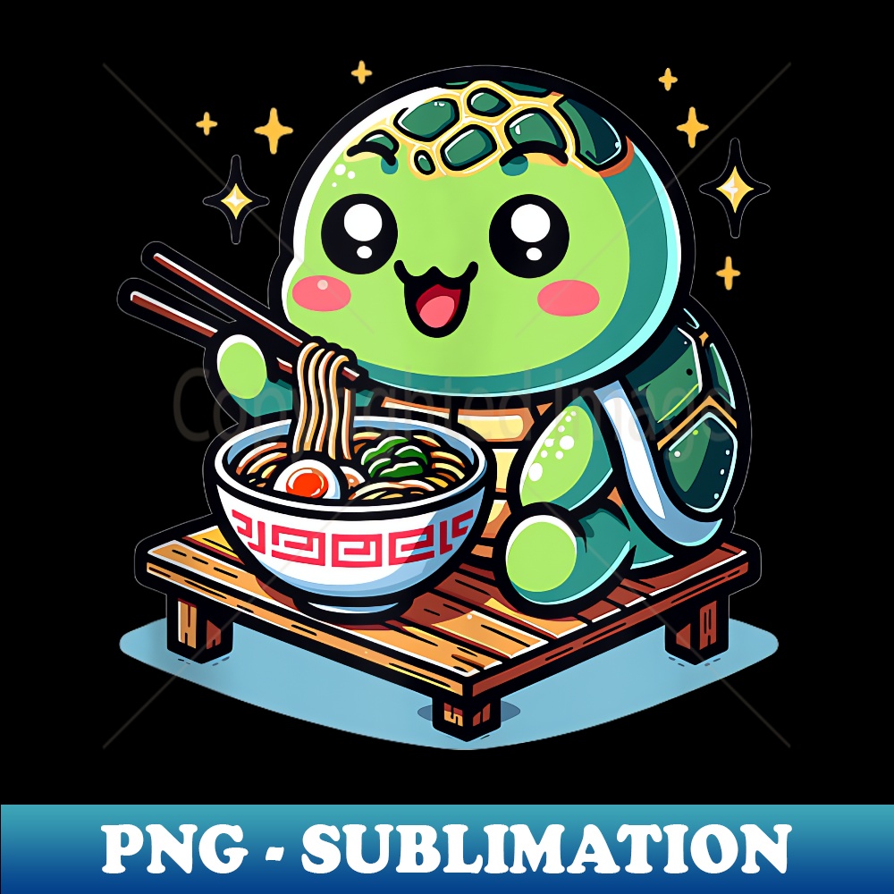 Cute Japanese Kawaii Chibi Sea Turtle Eating Ramen - Premium - Inspire ...