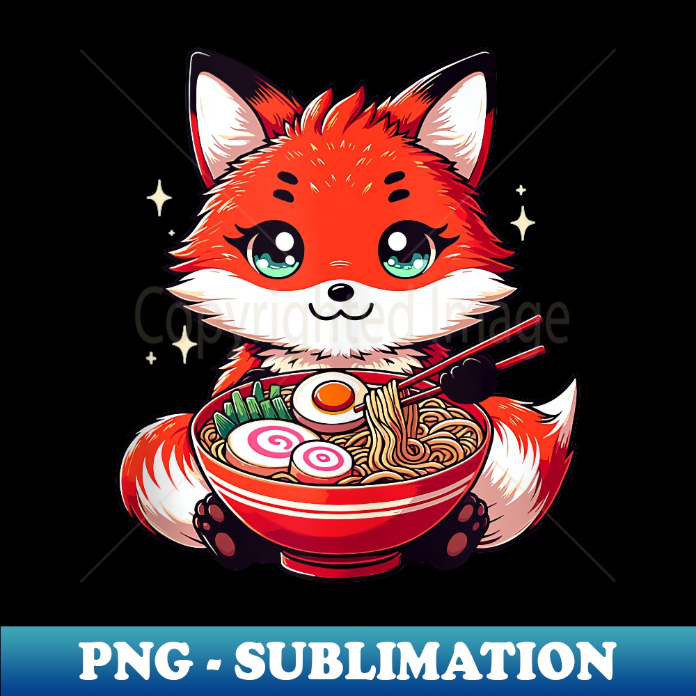 Cute Japanese Kawaii Chibi Red Fox Eating Ramen - PNG Transp | Inspire ...