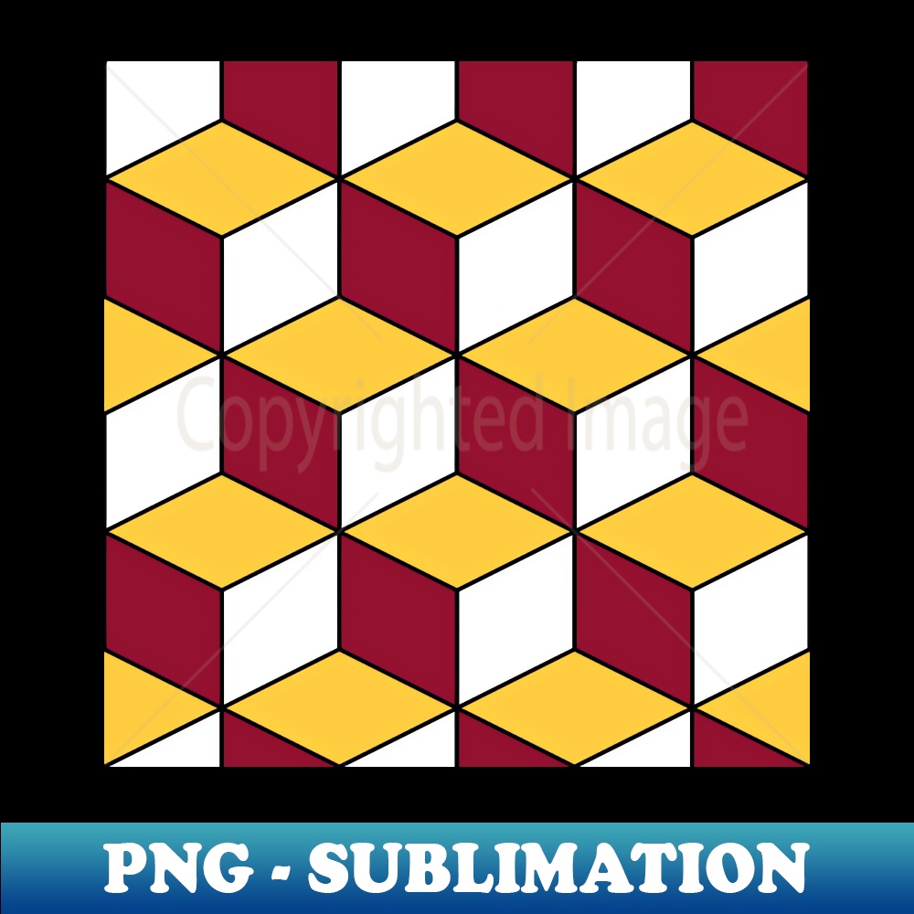 Burgundy and Gold Isometric Cubes Optical Illusion Pattern - | Inspire ...