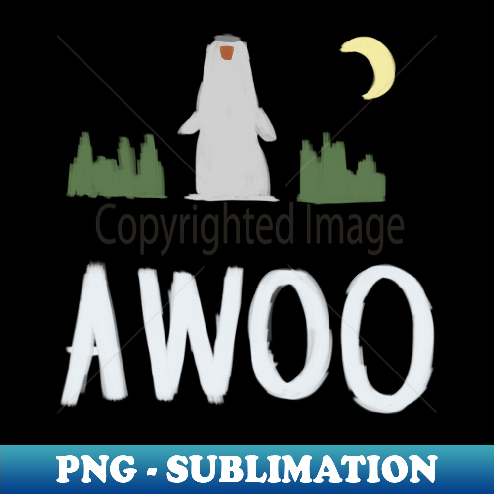 awoo cute night wolf animal T-shirt design - Retro PNG Subli | Inspire ...