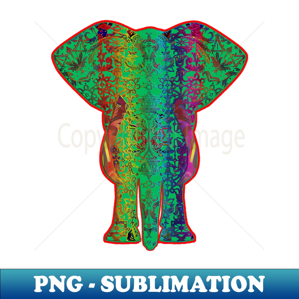 Rainbow Green Elephant on Red V2 - Exclusive PNG Sublimation | Inspire ...
