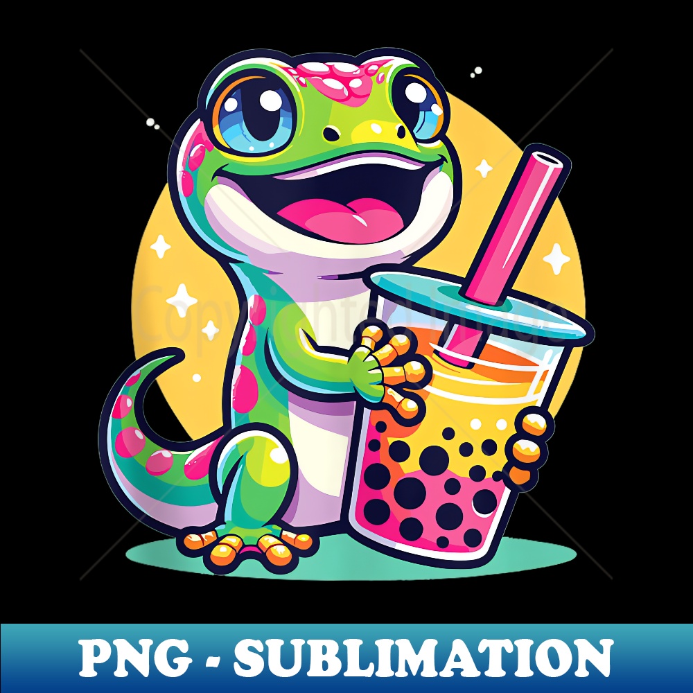 Kawaii Geckos Bubble Tea Boba Gecko - Premium Sublimation Di | Inspire ...