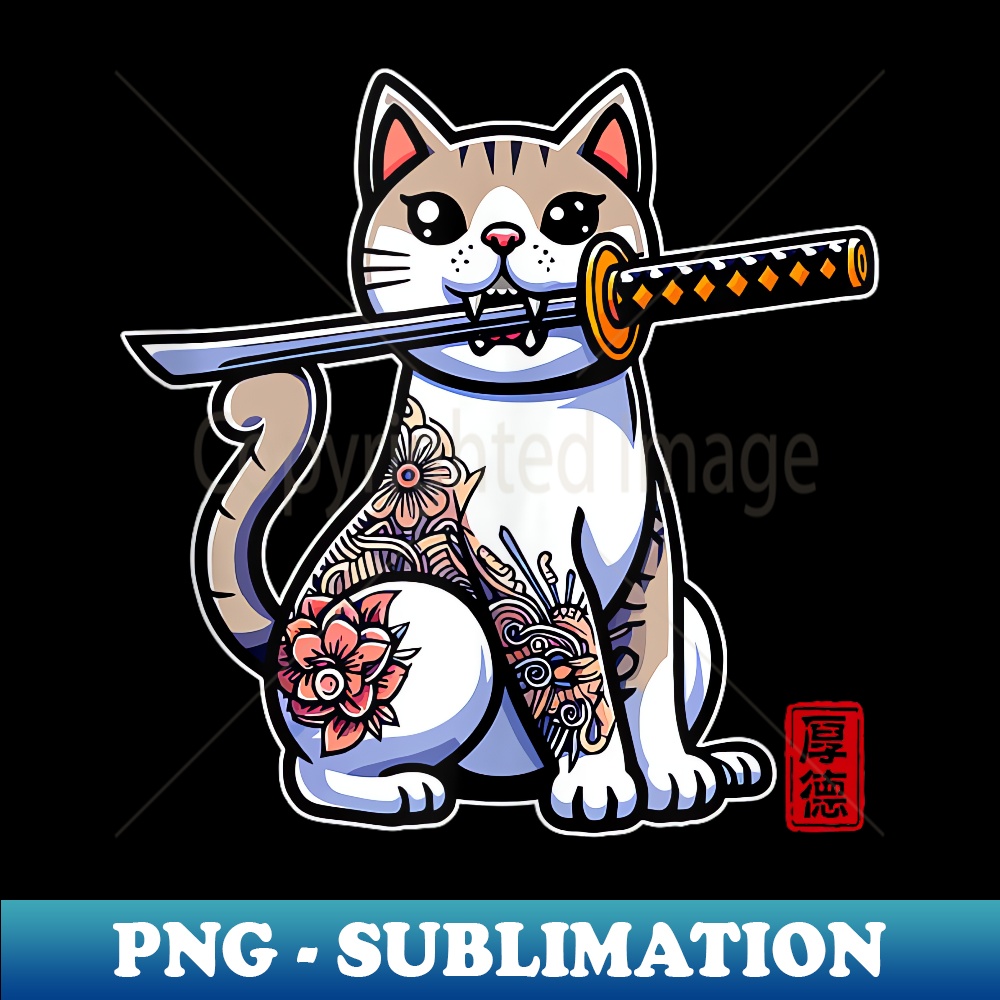 Samurai Cat Ninja Bushido Kanji Japanese Tattoo Cute Kawaii - Inspire ...