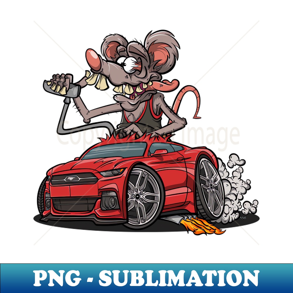 Roddy Rat Cartoon Rat Racing Red Mustang Cartoon Car - Subli - Inspire ...