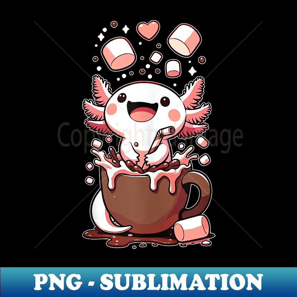 Kawaii Axolotl Hot Chocolate Marshmallow Chocolate Axolotl - | Inspire ...