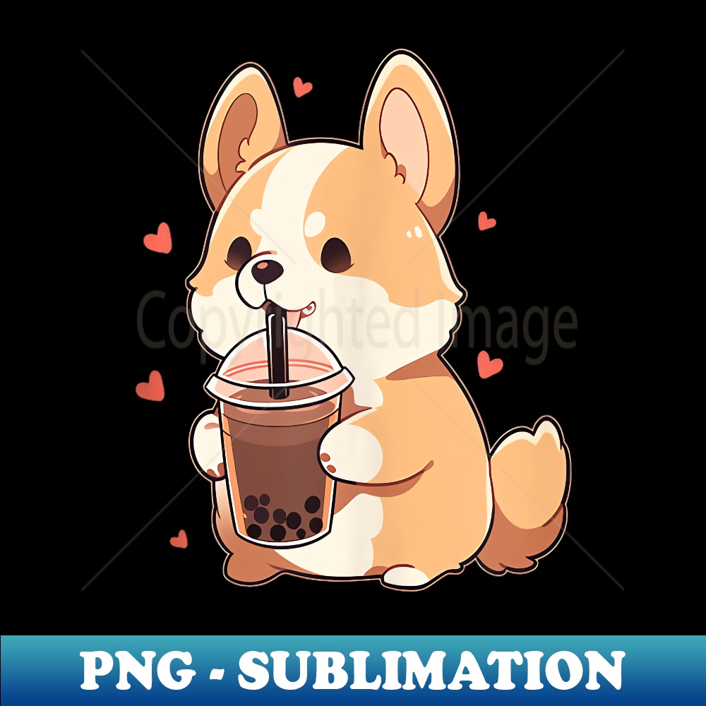Corgi Boba Tea Bubble Tea Anime Kawaii Dog - PNG Transparent - Inspire ...