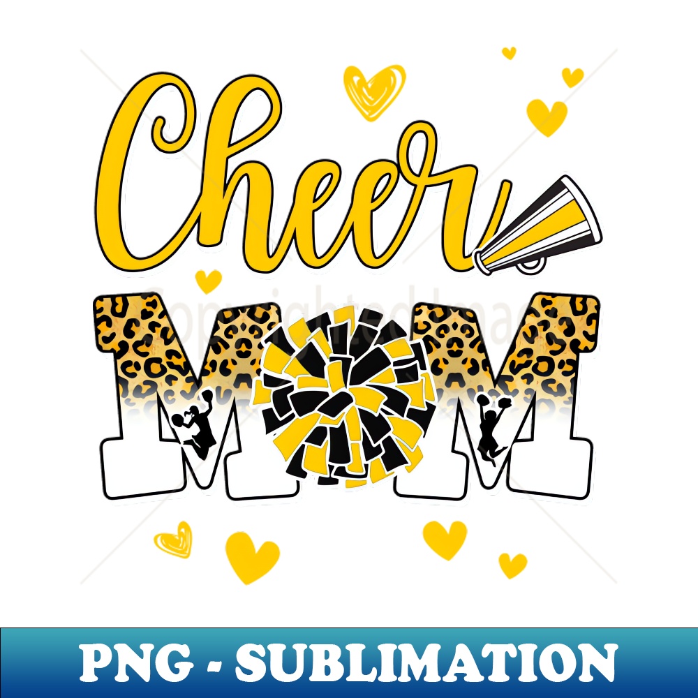 Cheer Mom Yellow Black White Leopard Letters Cheer Pom Poms | Inspire ...