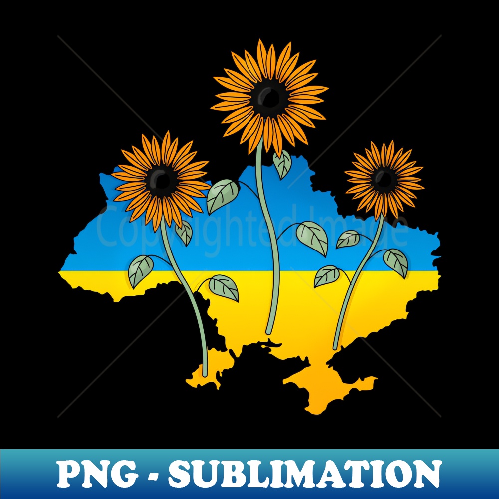 Ukraine map nature with sunflowers and love - Retro PNG Subl | Inspire ...