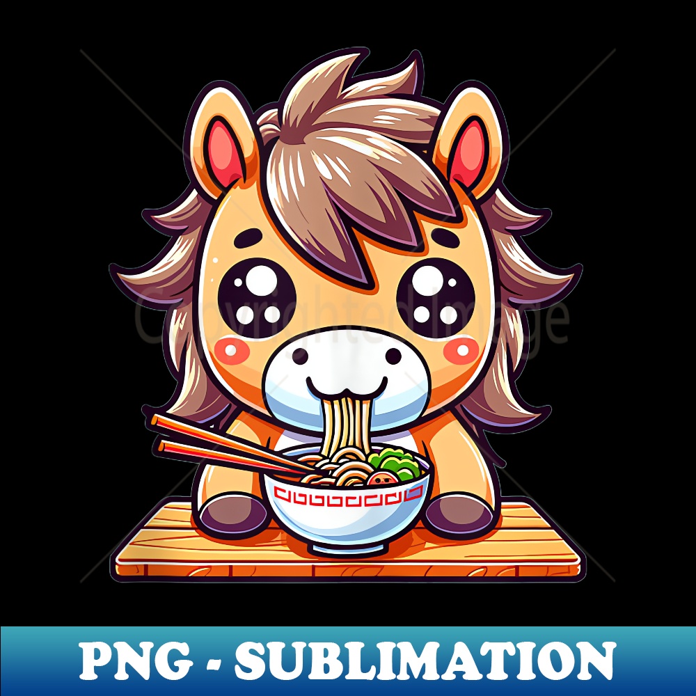 Cute Japanese Kawaii Chibi Horse Eating Ramen - Signature Su | Inspire ...
