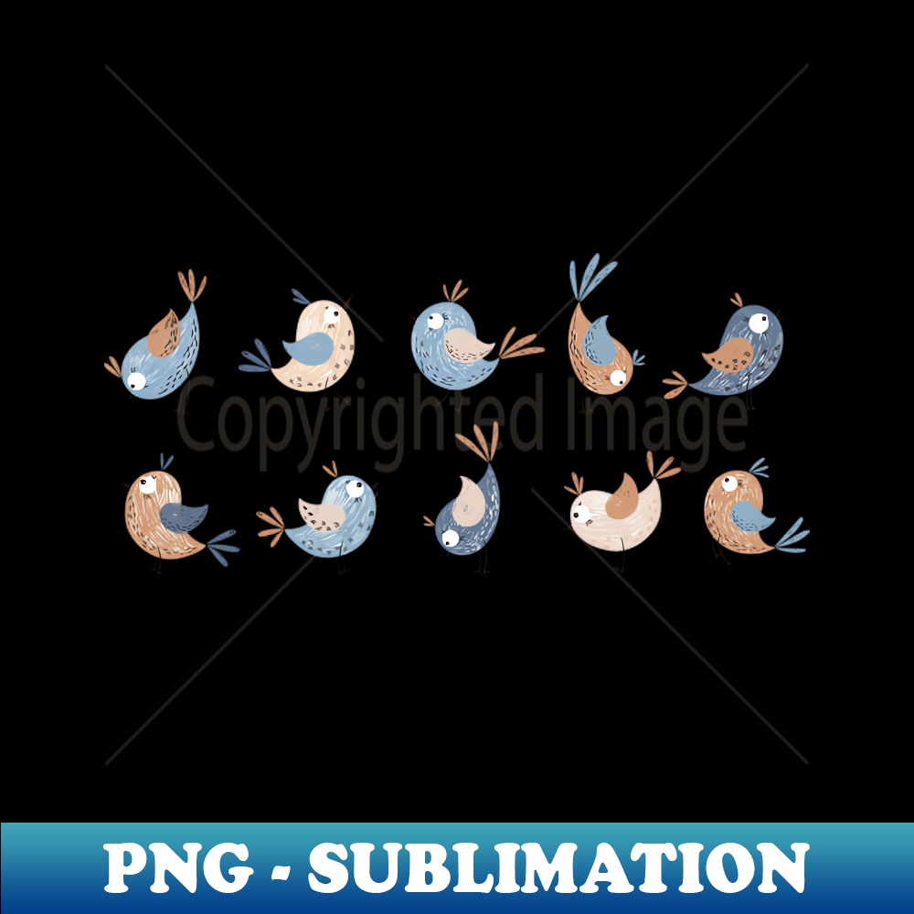 Denim blue and terra-cotta birds - Instant Sublimation Digit | Inspire ...