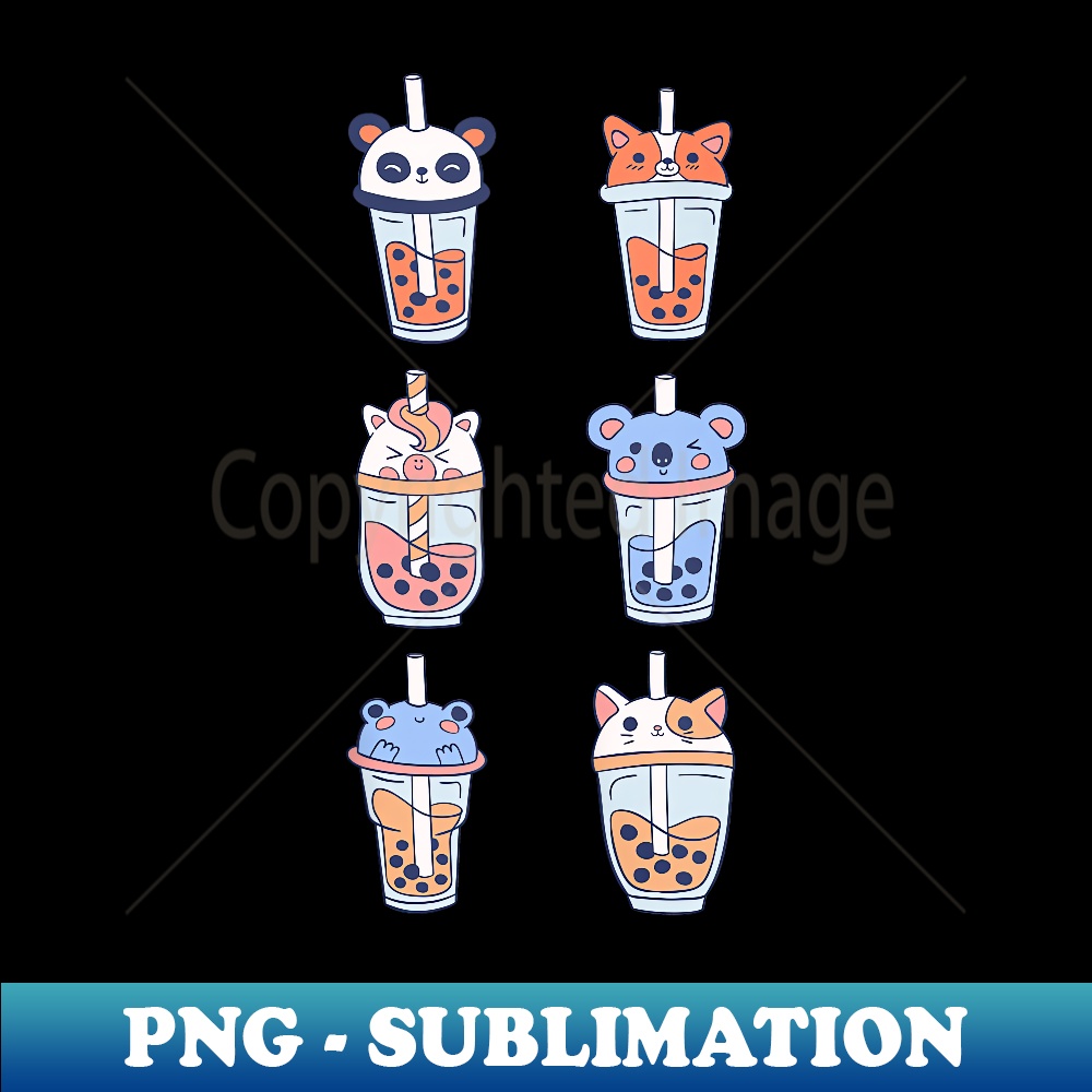 Bubble Tea Animals Boba Tea Cute Kawaii - Instant Sublimatio | Inspire ...