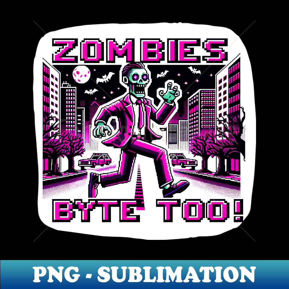 Cyberpunk City Zombie Chase Neon Pink 8-Bit Gaming Art - Sty | Inspire ...