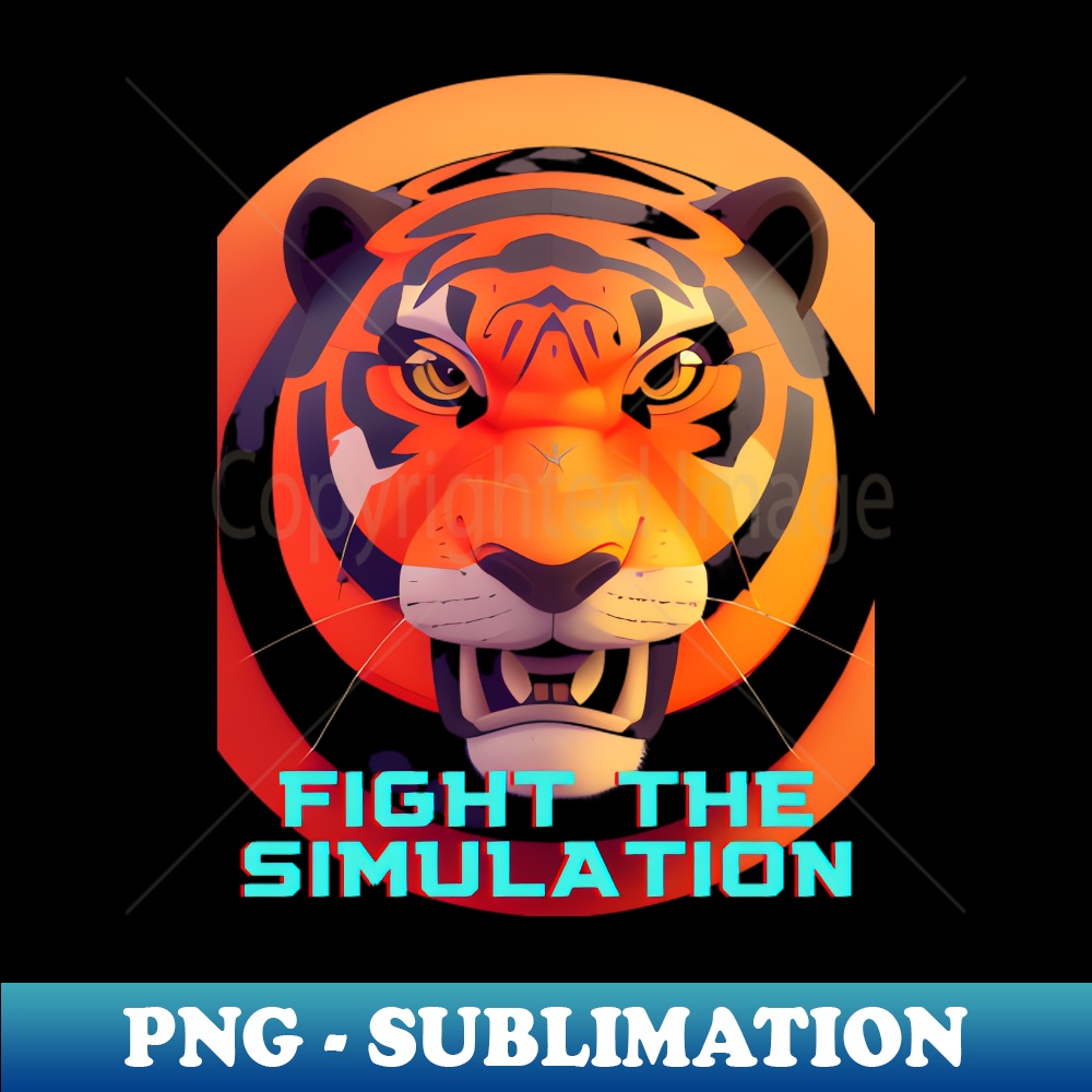 Fearless Tiger Fighting the Simulation - PNG Sublimation Dig | Inspire Uplift