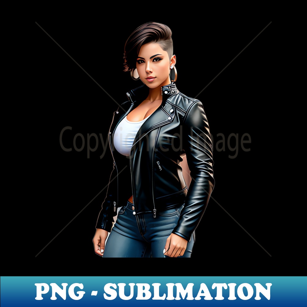 Beauty Lady Pretty Woman Cosplay Style With Black Jacket - E | Inspire ...