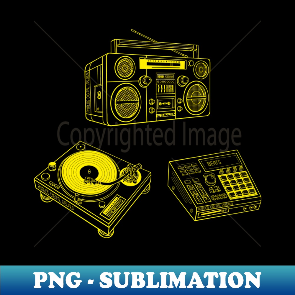 Boombox Beat Maker Turntable Yellow Rose Lines Analog Music | Inspire ...