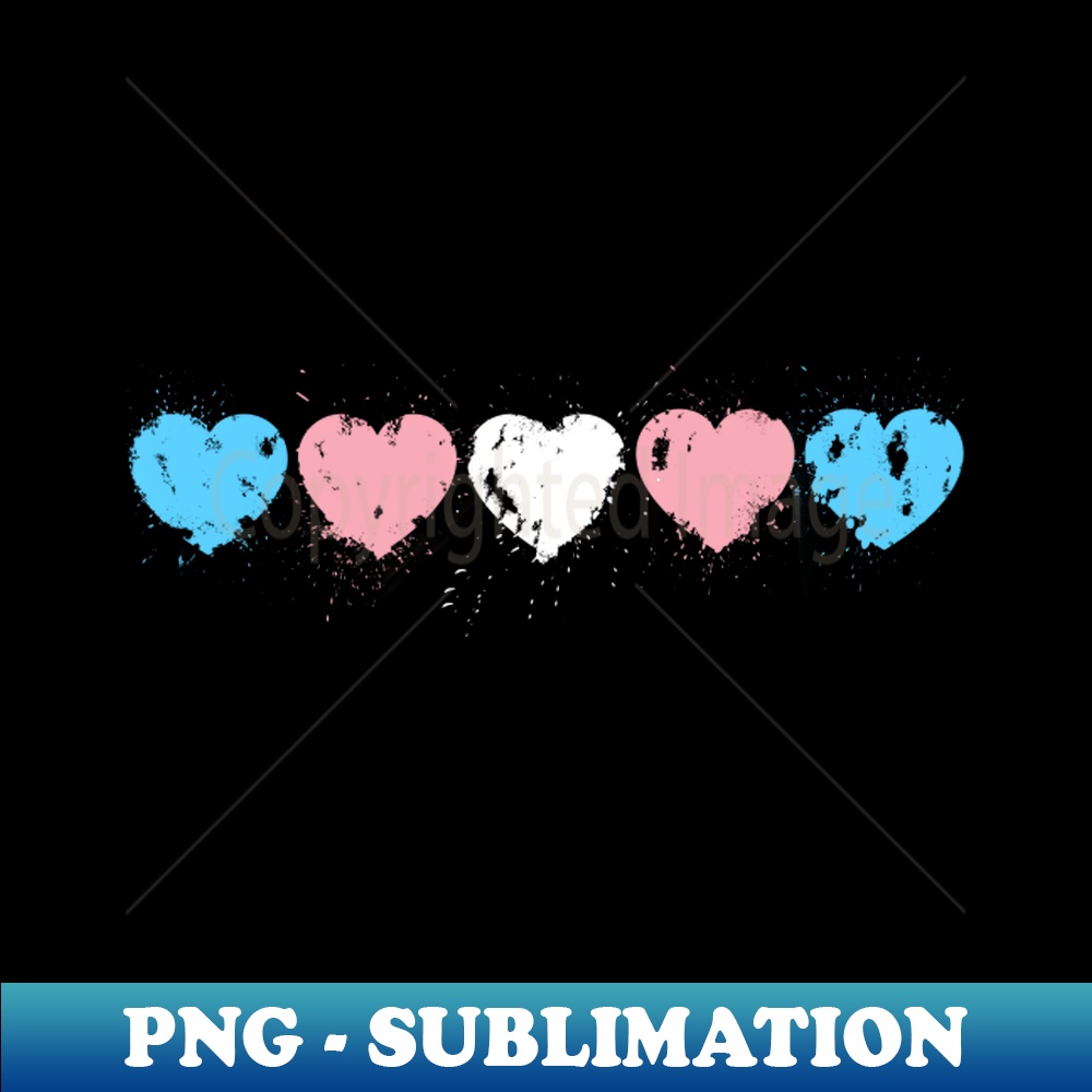 Rustic painted trans pride hearts - PNG Transparent Digital - Inspire ...