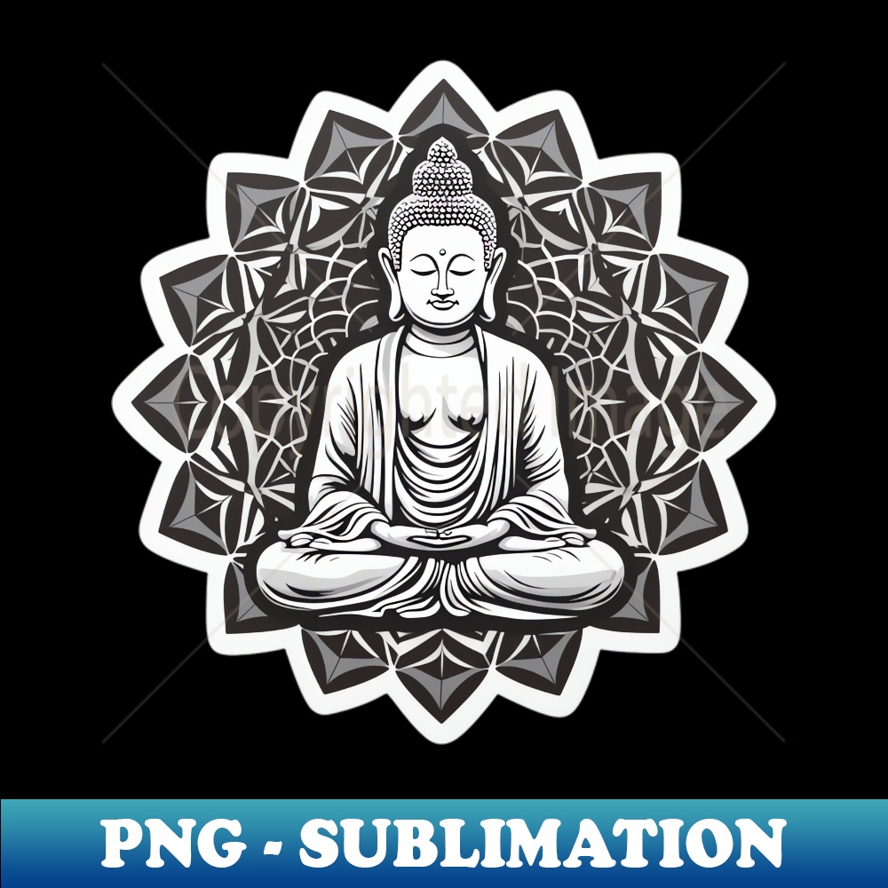 Buddha Black White positive sticker For Different Surfaces | Inspire Uplift