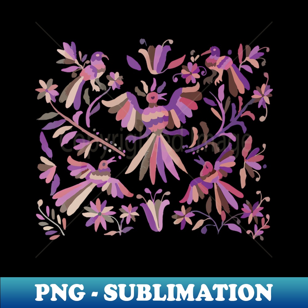 Pink purple otomi tenango mexican fabric birds and flower em | Inspire ...