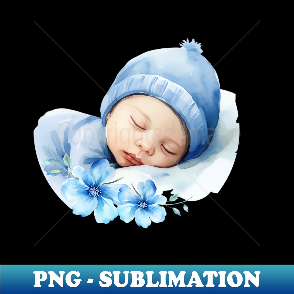 Newborn Baby Boy With Flowers - Instant Sublimation Digital | Inspire ...