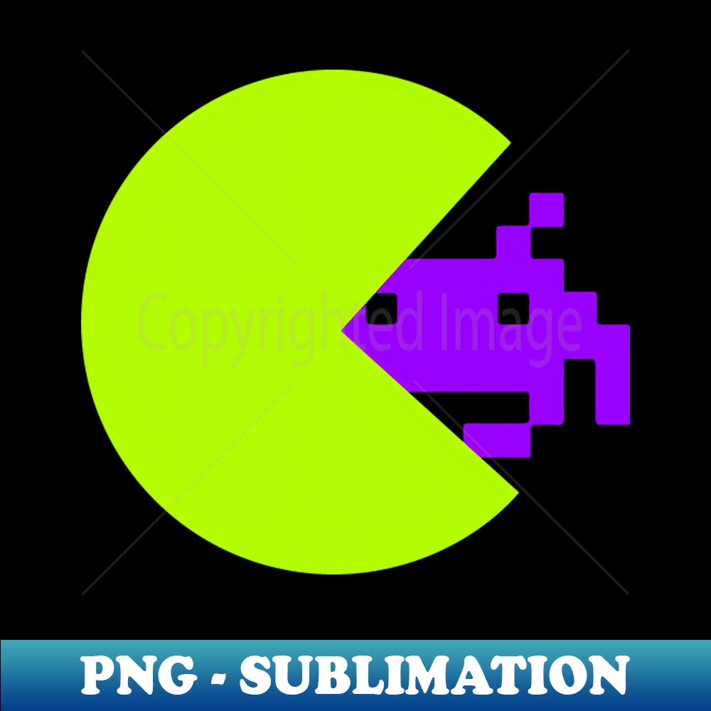 PACMAN vs SPACE INVADER GREEN NEON - Unique Sublimation PNG | Inspire ...